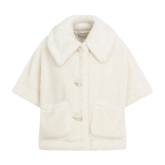 Max Mara Femme, Vestes, Blanc, Taille: 40 FR Manteau Blanc &Eacute;l&eacute;gant Alpaga Laine Soie