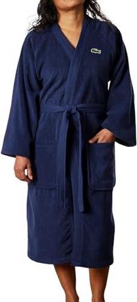 Lacoste Classic Robe Peignoir Classique piqué 100% Coton pour Homme et Femme, Taille Unique, Iris Noir Fits Most