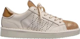 Panchic Low-Top Sneaker - Lace-Up Sneakers With Golden Suede Toe Cap - Gr. 37 (EU) - in Weiß - für Damen