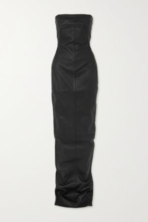 Rick Owens Tr&auml;gerlose Robe Aus Elastischem Leder Und Einer Baumwollmischung - Schwarz