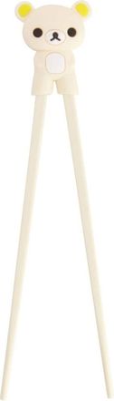 Tokyo Design Studio ESS-Stäbchen für Kinder, weiß, 22 cm, mit süßem Bär als Halterung für Anfänger, Stäbchen auswechselbar
