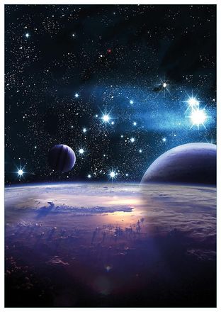 Wallario Glasbild Planeten im Weltall - 70 x 100 cm Wandbilder Glas in Premium-Qualit&auml;t: Brillante Farben, freischwebende Optik