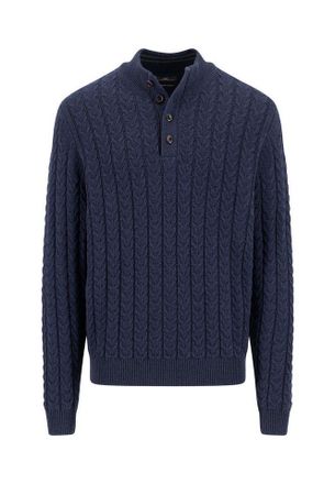Fynch-Hatton Troyer Strickpullover mit Zopfmuster und Knopfleiste, Woll-Anteil