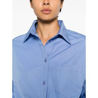 Balenciaga Cotton Button-Down Shirt - Blue