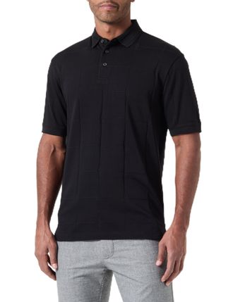 A|X Armani Exchange Mens The Grid, Sustainable, All Over Tonal Logo Polo Shirt Black,XS
