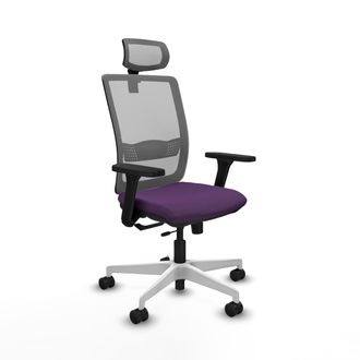 Piqueras y Crespo Ergonomischer Computerstuhl mit 3D-Armen, h&ouml;henverstellbare Lendenwirbelst&uuml;tze und h&ouml;henverstellbares Kopfteil, Grau/Violett