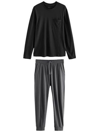Next Homme Pyjama &agrave; Manches Longues 100% Coton Noir/Gris M