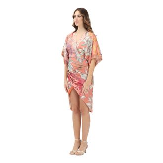 Simona Corsellini Robe Orange Chic Boh&egrave;me Florale - Femme - Robes - Multicolore - Taille: 42 FR