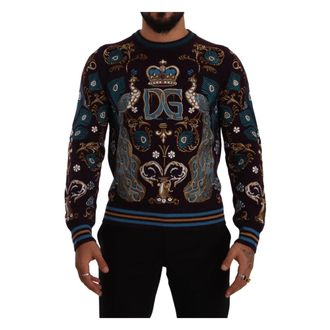 Dolce & Gabbana Homme, Sweatshirts et sweats &agrave; capuche, Multicolore, Taille: M Superbe Pull Bordeaux &agrave; col rond