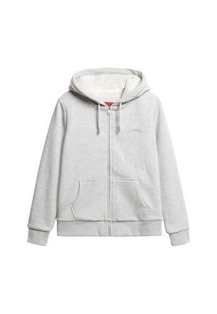 Superdry Veste à capuche pour femme avec doublure en fourrure, Gris glacier chiné, 38