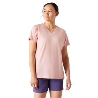 Ariat Womens Rebar Cotton Strong Standard V-Neck T-Shirt in Powder Pink Heather, Size X-Small, by Ariat