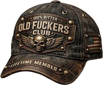 Generic Old Fuckers Club Casquette de baseball vintage, chapeau r&eacute;glable vieilli 100 % Bitter Lifetime Member brod&eacute;, unisexe, chapeau r&eacute;tro cadeau pour homme 