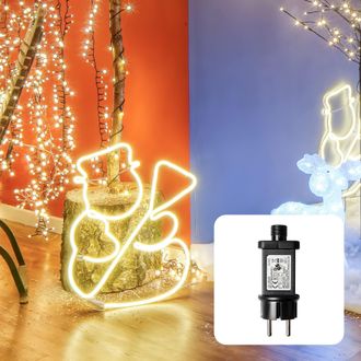 Hellum LED Leuchtfigur Schneemann Stripe Lichtschlauch warmwei&szlig;, 38x52cm Metallrahmen Au&szlig;en Outdoor, 59 lm, 578072