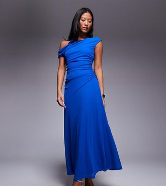 Forever New Petite - Brooklyn - Zweilagiges Midaxikleid aus Netzstoff in Kobaltblau