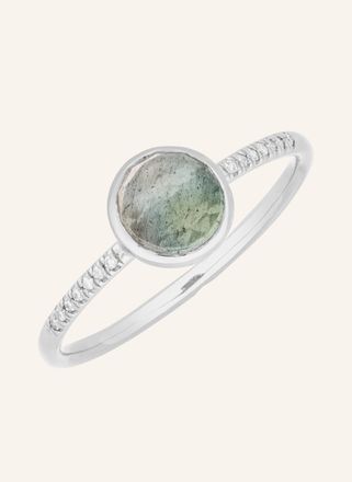Leaf Ring Labradorit Aus 14 Karat Wei&szlig;gold Mit Diamanten silber