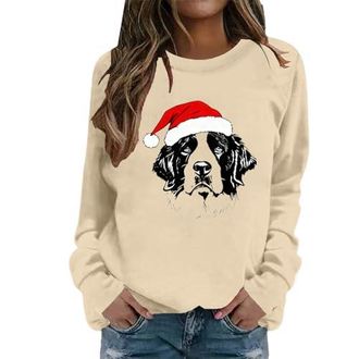 Generic Sweat-Shirt du Cou Décontracté en Polar Doux pour Femme - ConfortOptimal et Détails Raffinés Parfait Quotidien et Lors des Fêtes (Beige, XXXL)