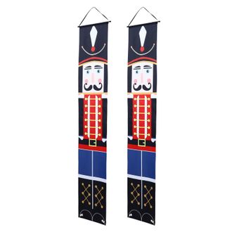 Soimiss Weihnachtliches T&uuml;rbanner mit Walnuss Soldatenmotiv Wetterfester T&uuml;rvorhang f&uuml;r Veranda und Wand Festliche Weihnachtsdeko zum H&auml;ngen