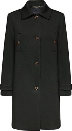 Elena Miro Femme, Manteaux, Noir, Taille: 48 FR Manteau en tissu Scuba avec Col