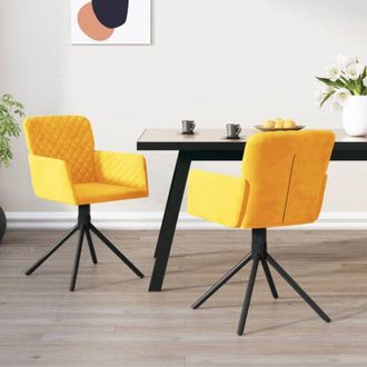 vidaXL Chaises pivotantes &agrave; manger lot de 2 Jaune Velours vidaXL