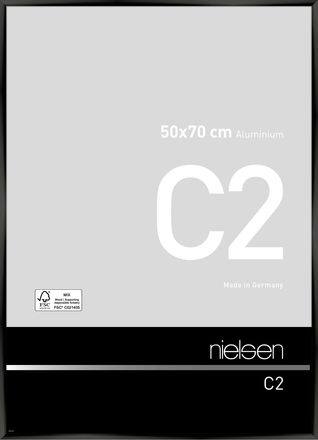Nielsen Design Bilderrahmen, 50 x 70 cm, Aluminium, Schwarz glanz, Posterrahmen zum Aufhängen im Hoch- & Querformat, Echtglas, C2