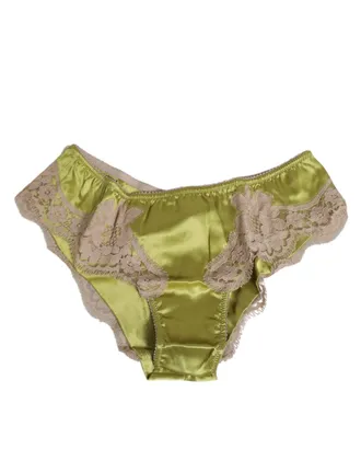 Dolce & Gabbana Womens Green Silk Satin Lace Trim New Slip Underwear Clothing