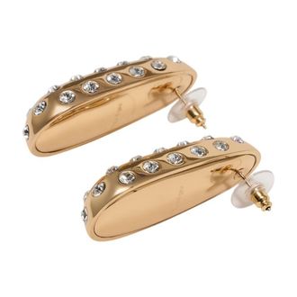 Self Portrait Crystal Bar Earrings - Gold