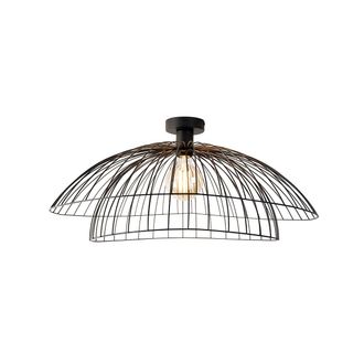 QAZQA Design Smarte Deckenleuchte I Deckenlampe I Lampe I Leuchte schwarz 60 cm inkl. WiFi G95 - Pua Dimmer I Dimmbar I Wohnzimmer I Schlafzimmer - Stahl Ru