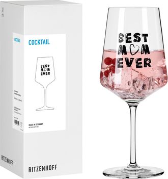 Ritzenhoff 8171010 Cocktail-Glas 500 ml, Serie Sprüche, mit Schriftzug Best Mom Ever - modern, Made in Germany