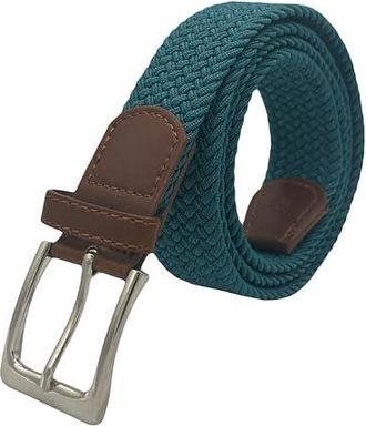 Migura Ceinture tressée élastique pour homme et femme Ceinture élastique extensible Sangle de travail Golf Casual Tactique Tissu Nylon Réglable Ceinture Bleu