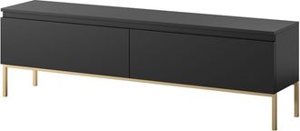 Selsey Selsey - Bemmi - TV-Element Schwarz mit goldenen Metallbeinen, 150 cm