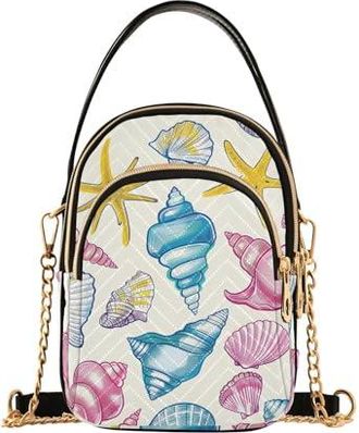 Mnsruu Sac à bandoulière pour femme - Motif coquillages - Sac à dos à bandoulière avec sangle réglable
