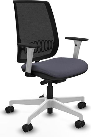 Piqueras y Crespo Alares grauer B&uuml;rostuhl mit wei&szlig;en und schwarzen Armlehnen, h&ouml;henverstellbare Lendenwirbelst&uuml;tze, ausgestattet mit Syncro/Traslack und injiziertem Sch