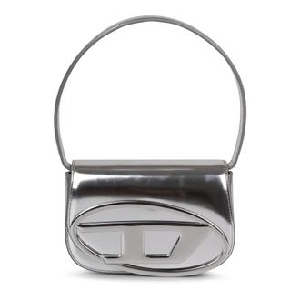 Diesel Metallic Schultertasche mit Logo-Plakette - - Bags - Damen - Grau - ONE SIZE