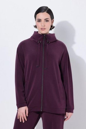 Ulla Popken Sweatjacke Sweatjacke Ziersteine Stehkragen Langarm Modalmix