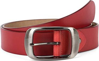 styleBREAKER ceinture en cuir véritable uni avec surface brillante et grosse boucle, longueur ajustable, unisexe 03010104, couleur:Lie de vin, taille:80cm