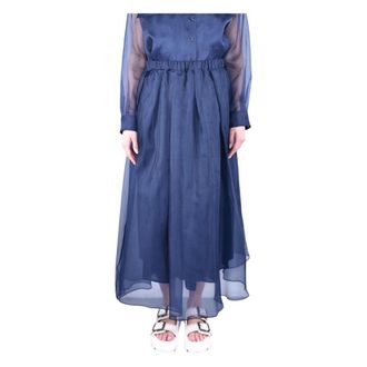 Max Mara Plissierter Maxirock - - Skirts - Damen - Blau - S