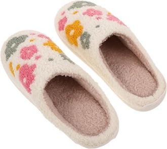 Frcolor Femme Hiver Fleurs Coton Épais Pantoufles Intérieures et Chaudes Peluche Antidérapantes Confortables et Légères pour Maison et Chambre