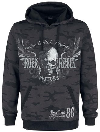 Rock Rebel by EMP Herren dunkelgrauer Hoodie mit Allover-Camouflage-Print 3XL