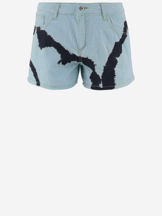 DON'T @ ME Tie-Dye Cotton Shorts - Blue