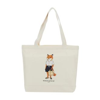 Maison Kitsun&eacute; Homme, Sacs, Blanc, Taille: ONE Size Dressed Fox Tote