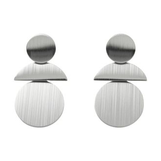 Dansk Copenhagen Saga Waterproof Silver Stainless Steel Statement Earring - Brushed Finish - Femme - Accessoires - Gris - Taille: ONE Size