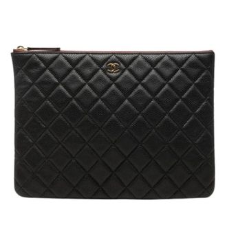 Chanel Pre-owned Quilted Caviar Leather Clutch - - Pre-owned - Damen - Schwarzk - ONE SIZE