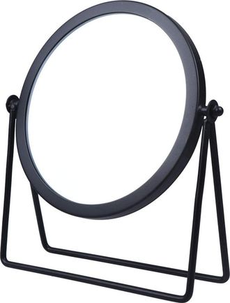 Lurrose Schminkspiegel Einseitig Runder Tischspiegel Metallrahmen Drehbarer Kosmetikspiegel f&uuml;r Tisch (Schwarz)