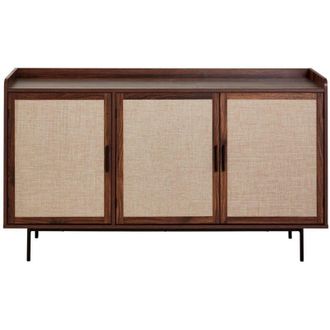 Calicosy Calicosy - Buffet 3 portes d&eacute;cor noyer avec fa&ccedil;ades en tissu L140 cm - jetson