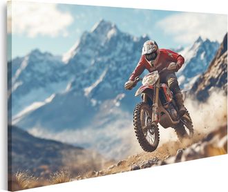 Islandburner Bild auf Leinwand Motocrossfahrer Macht Wheelie auf Schotterweg Bilder Wandbilder Poster