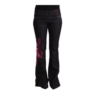Exte Bestickte Blumen Flared Denim Jeans - - Jeans - Damen - Schwarzk - M