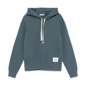 Jil Sander Logo-Patch Baumwoll-Hoodie - - Sweatshirts & Hoodies - Herren - Grau - M