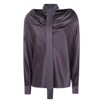 Max Mara Chemise Classique Fiocchi en Soie - Femme - Blouses et Chemises - Violet - Taille: 36 FR