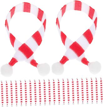 Cabilock 24 Kleiner Weihnachtsschals Aus Weichem Strickstoff Winzige Selbstgemacht Schals Für Puppen Schneemänner Christbaumschmuck Und Weinflaschendeko Wieder