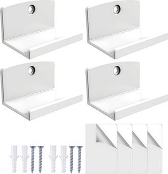 Generic Soporte para Discos De Pared - Organizador Acr&iacute;lico De 4 Piezas, Soportes De Pared para Estantes para Disco, para Dormitorio, Sala De Estar, &Aacute;lbum, Im